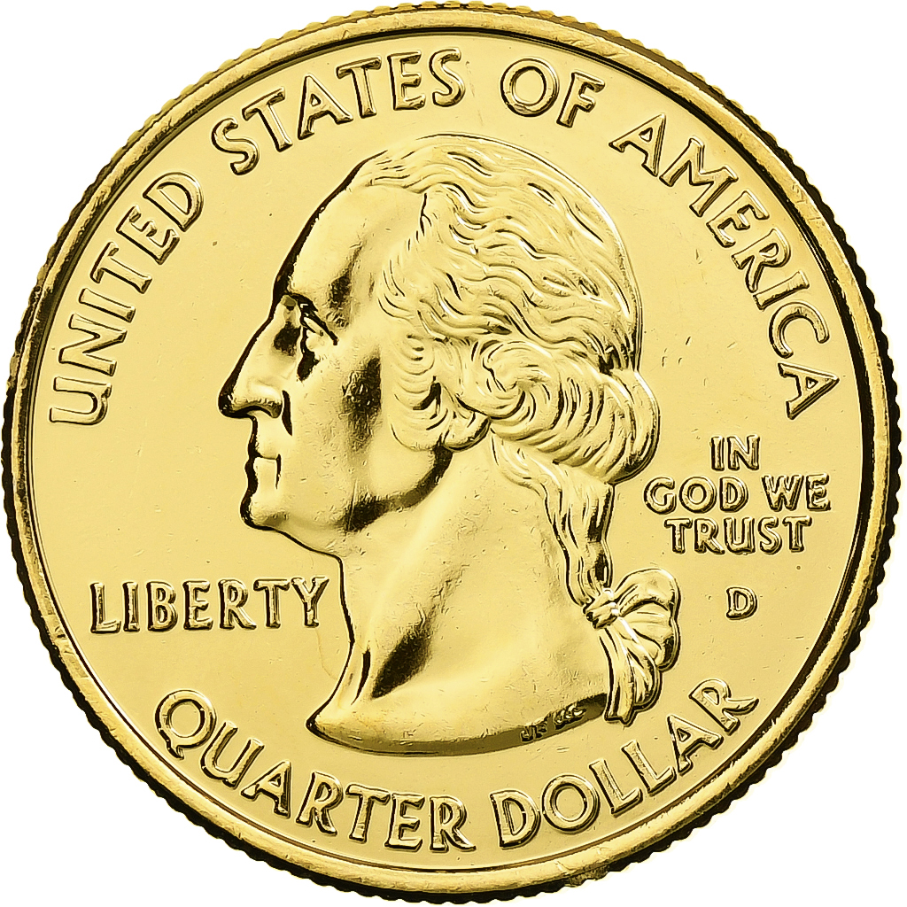United States, Quarter, Iowa, 2004, United States Mint, Denver, Gold plated