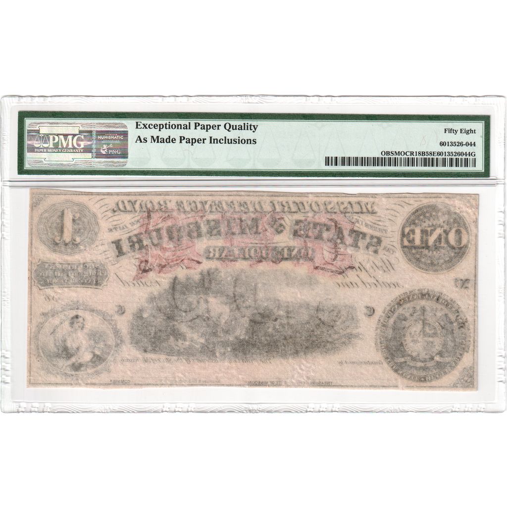 Confederate States of America, Missouri,1 Dollar, 186-, Remainder, AU58 ...