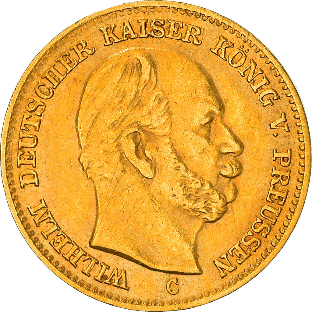 Coin, German States, PRUSSIA, Wilhelm I, 5 Mark, 1877, Cleves, , Gold