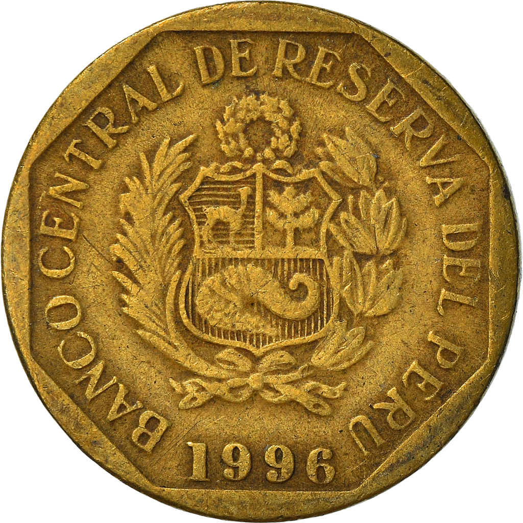 Coin, Peru, 10 Centimos, 1996, Lima, , Brass, KM:305.1 | South American ...