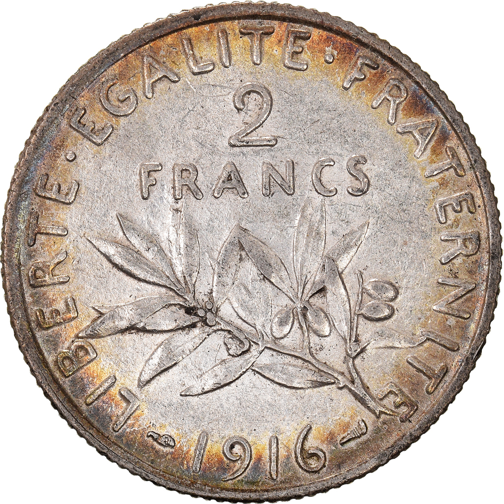Coin, France, Semeuse, 2 Francs, 1916, Paris, , Silver, KM:845.1