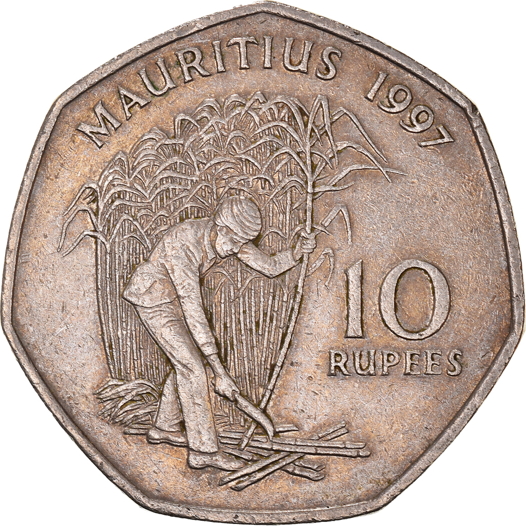 Coin, Mauritius, 10 Rupees, 1997, EF(40-45), Copper-nickel, KM:61