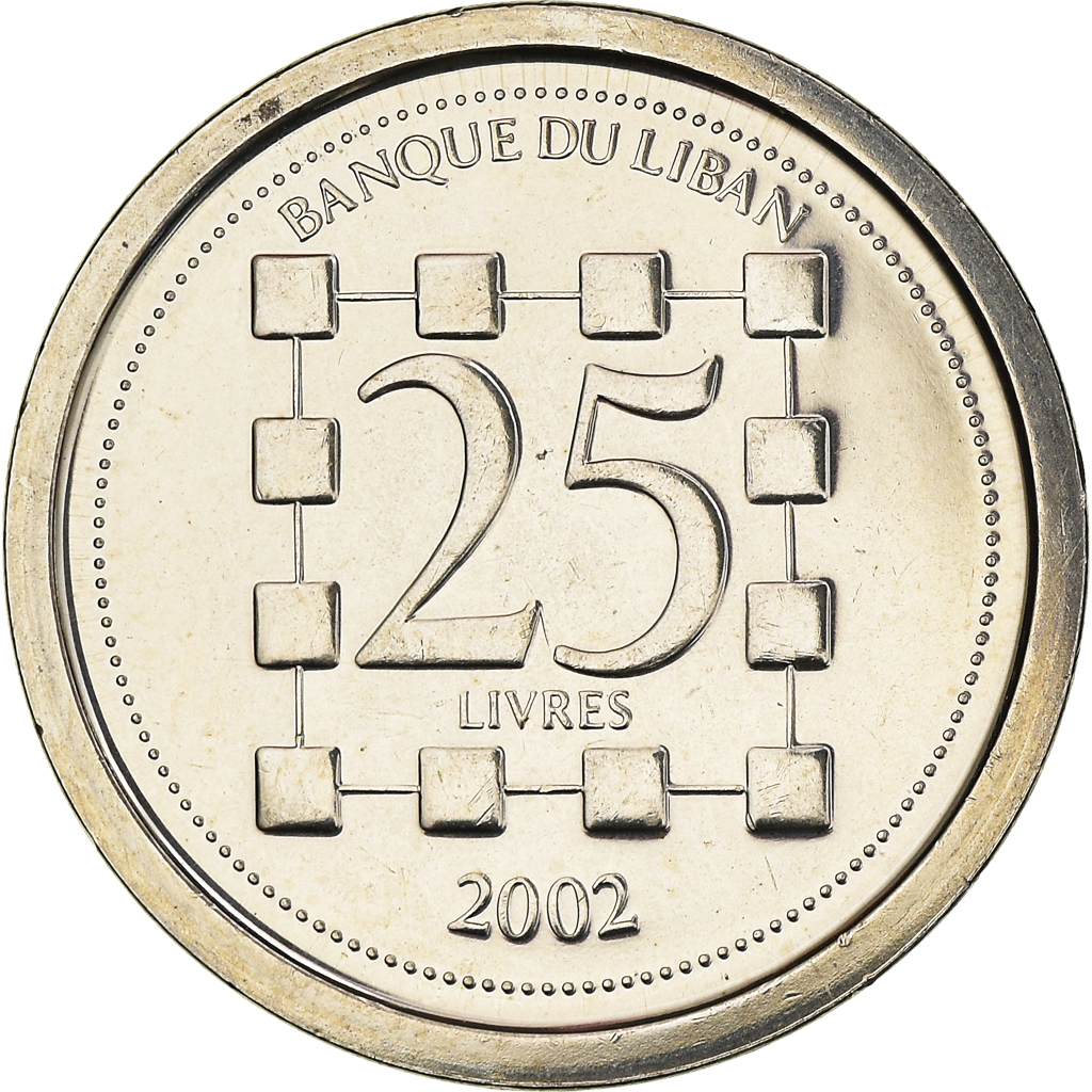 Coin, Lebanon, 25 Livres, 2002, , Nickel plated steel, KM:40 | Asian ...