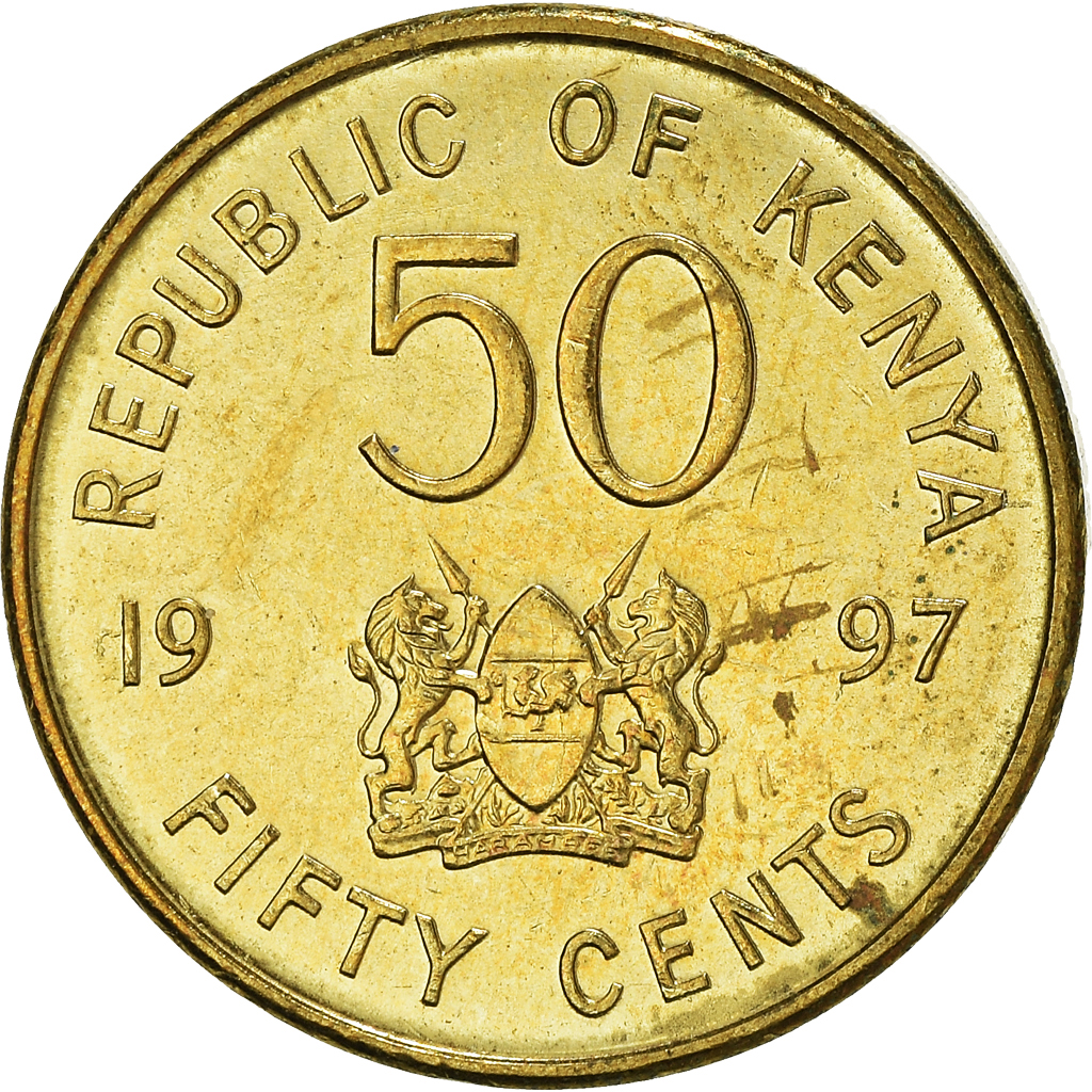 Coin, Kenya, 50 Cents, 1997, , Brass plated steel, KM:28 | African Coins