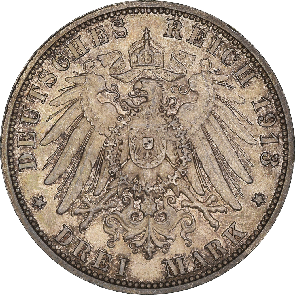 Coin, German States, SAXONY-ALBERTINE, Friedrich August III, 3 Mark, 1913