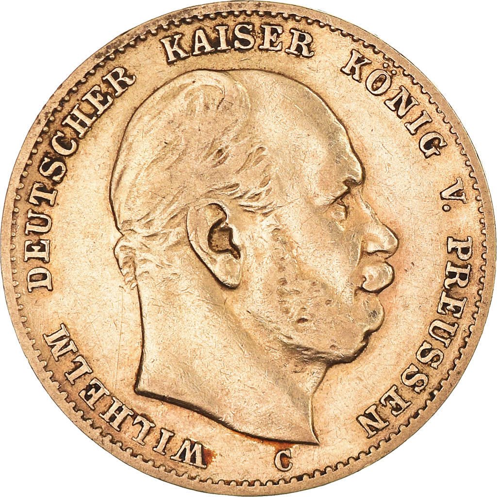 Coin, German States, PRUSSIA, Wilhelm I, 10 Mark, 1877, Cleves, , Gold