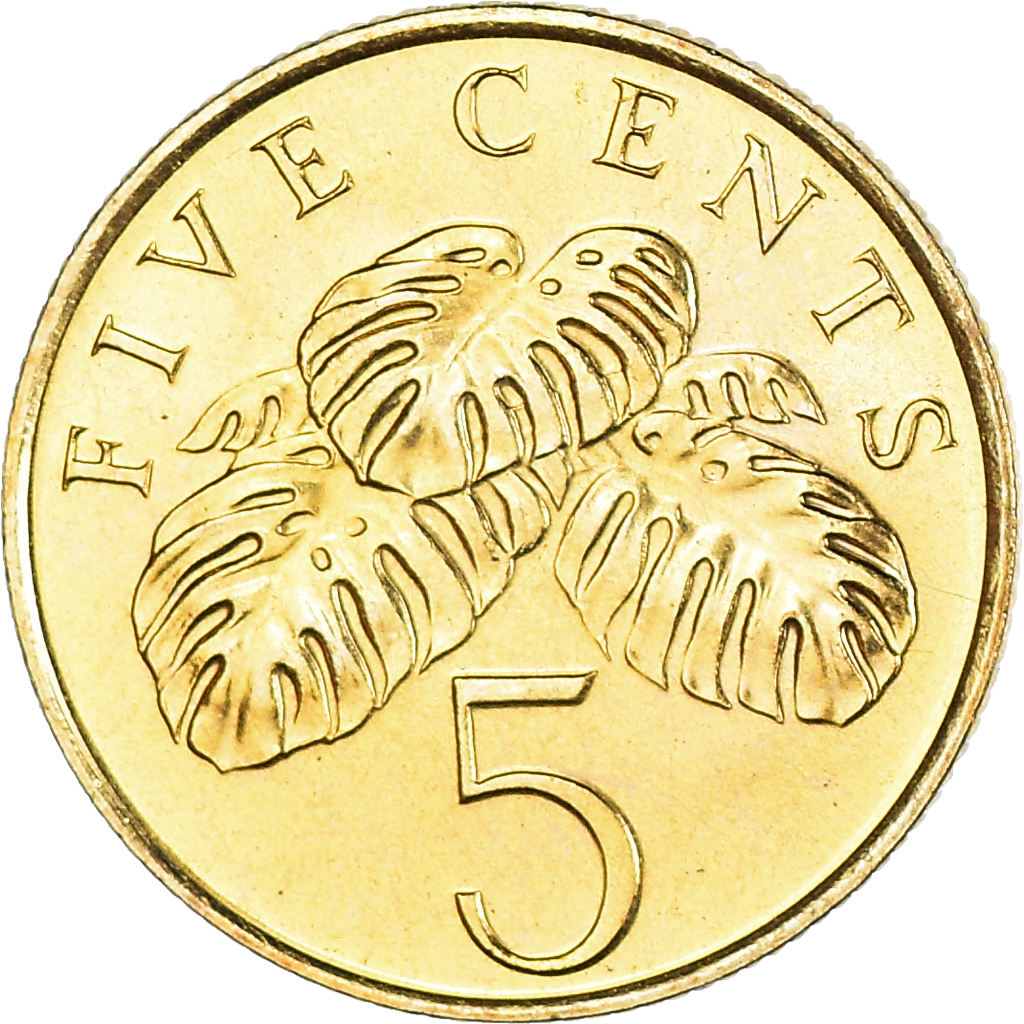Coin, Singapore, 5 Cents, 1995, Singapore Mint, , Aluminum-Bronze, KM:99