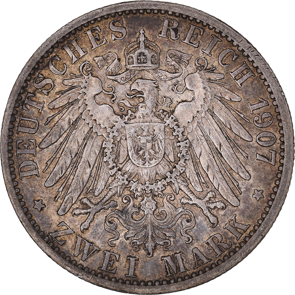 Coin, German States, PRUSSIA, Wilhelm II, 2 Mark, 1907, Berlin,