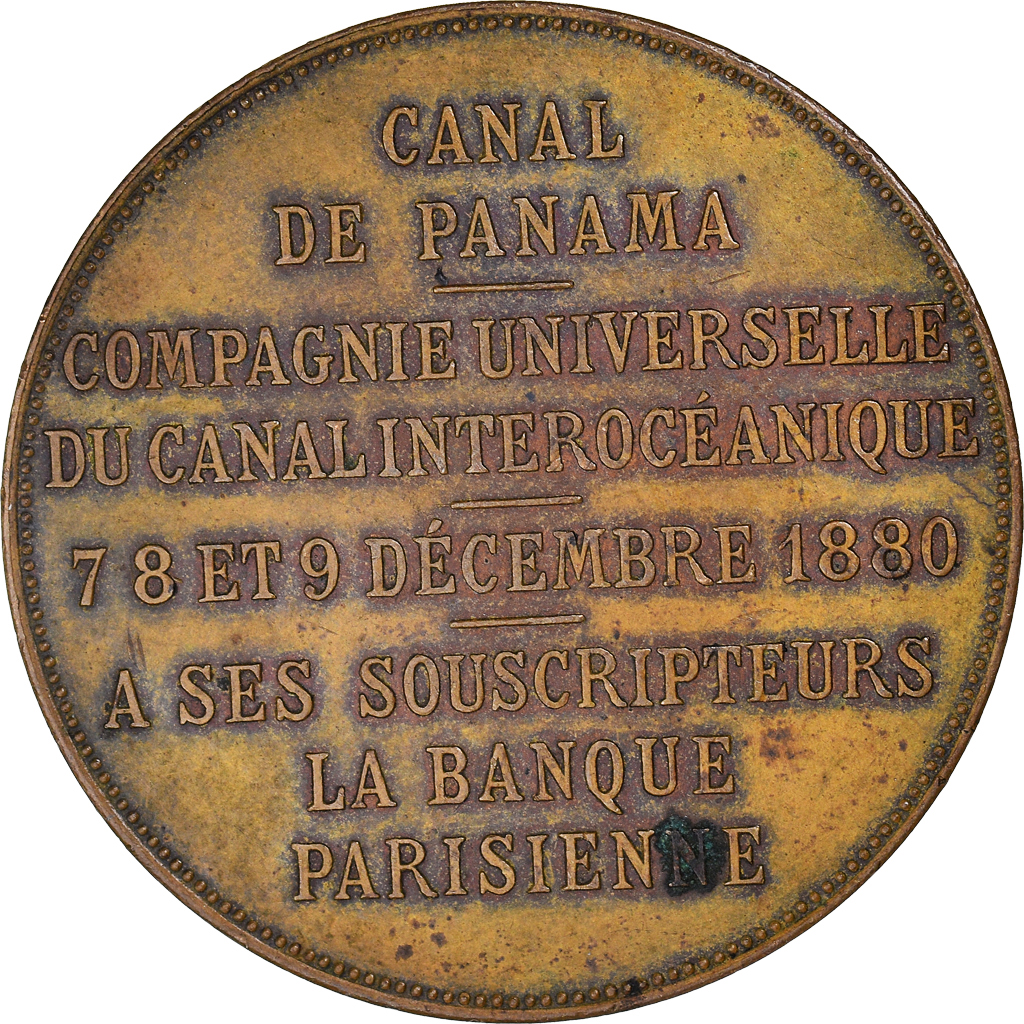 France, Medal, Souscripteurs pour le Percement de l'Isthme, 1880, Roty