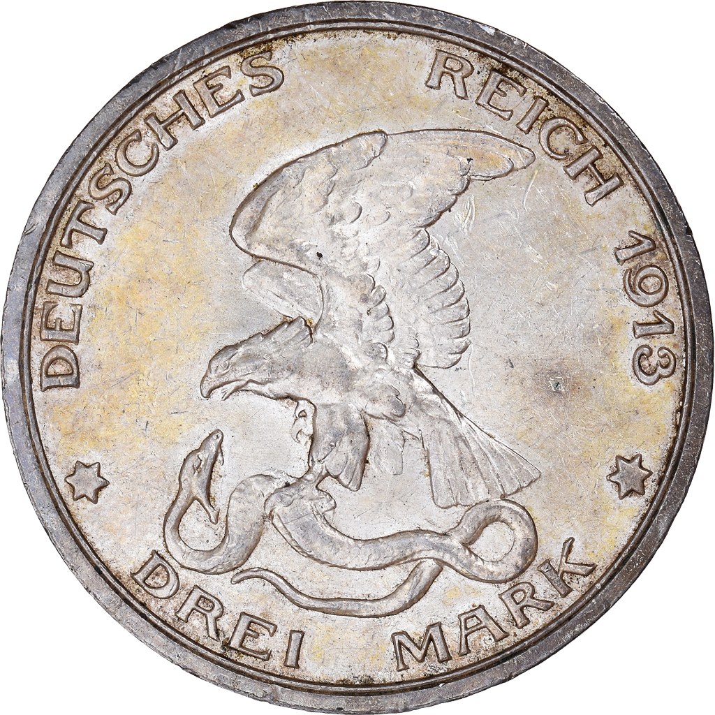 Coin, German States, PRUSSIA, Wilhelm II, 3 Mark, 1913, Berlin,