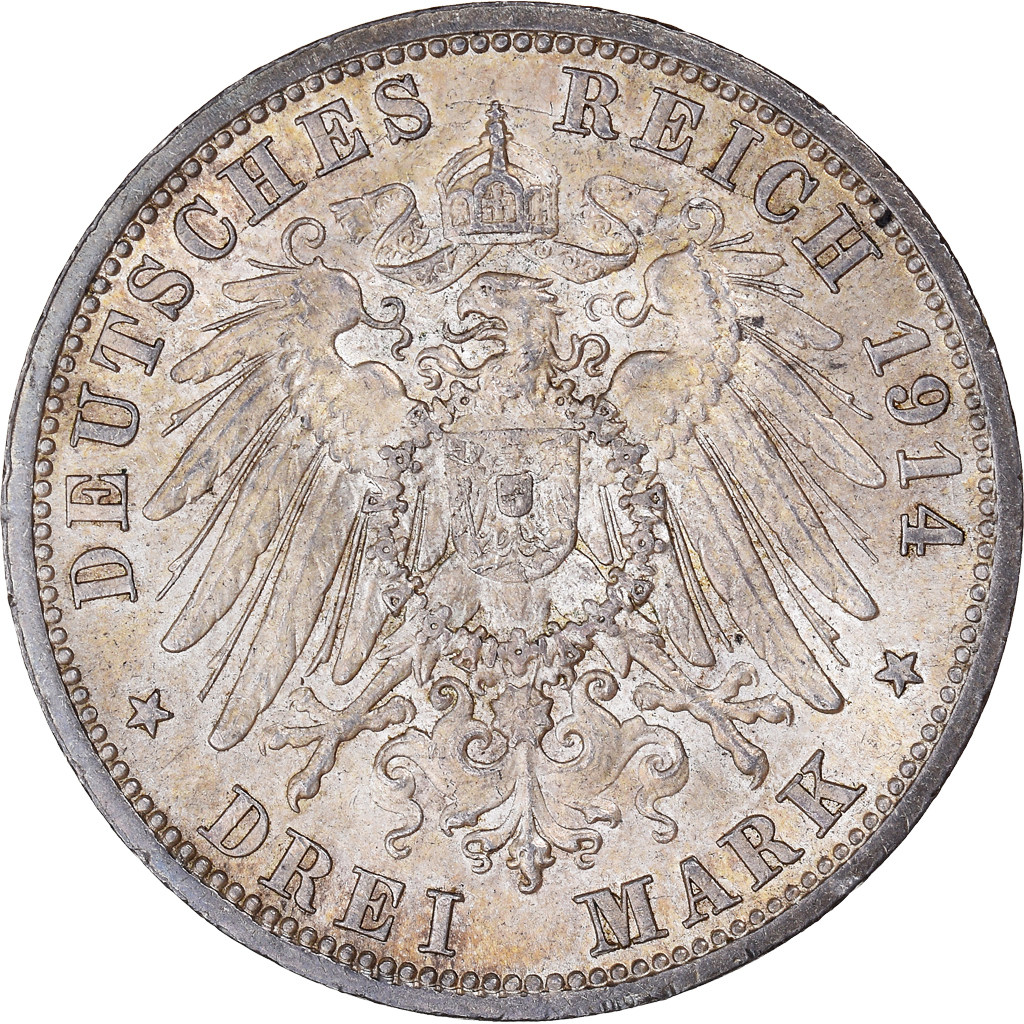 Coin, German States, PRUSSIA, Wilhelm II, 3 Mark, 1914, Berlin,