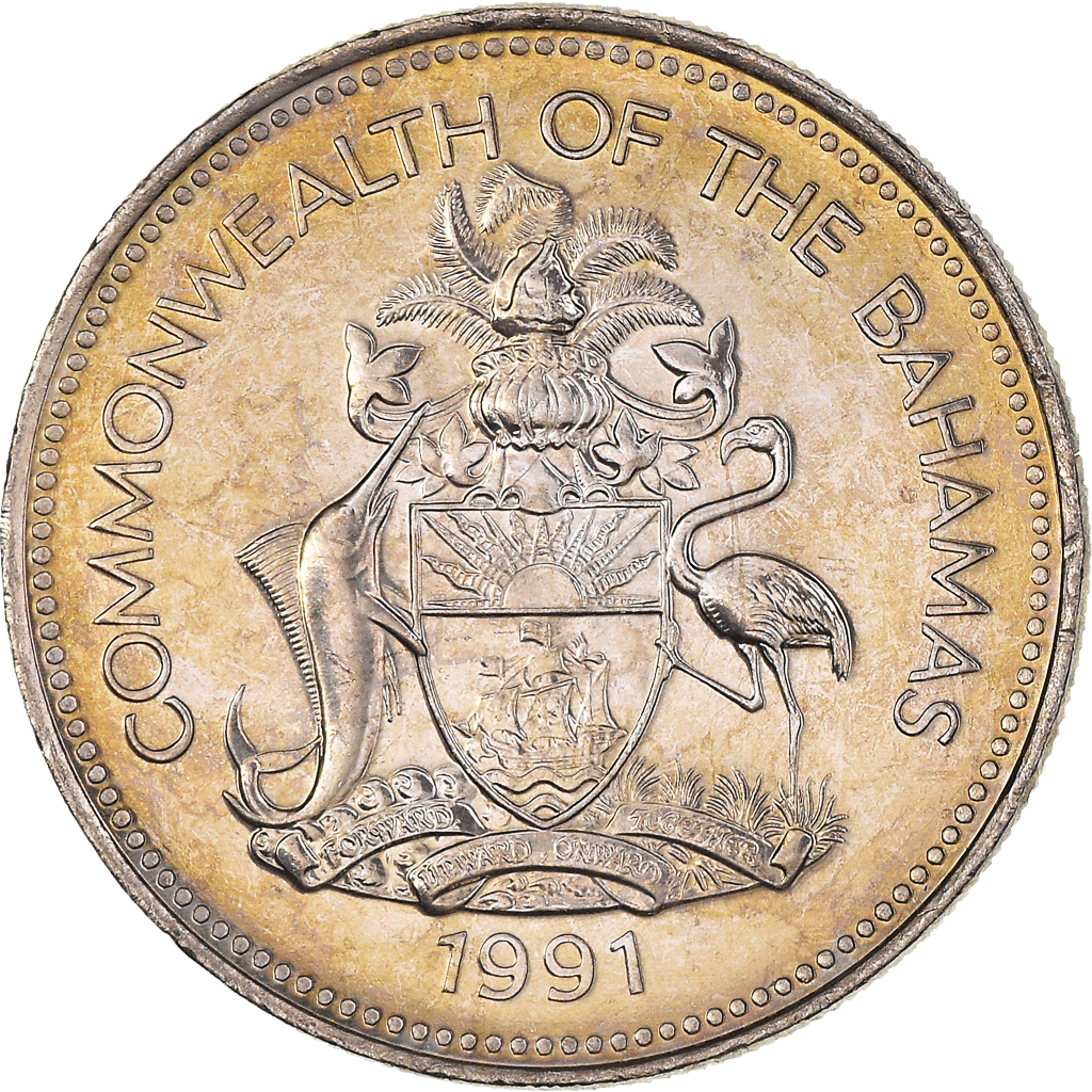 Coin, Bahamas, Elizabeth II, 25 Cents, 1991, , Copper-nickel, KM:63.2