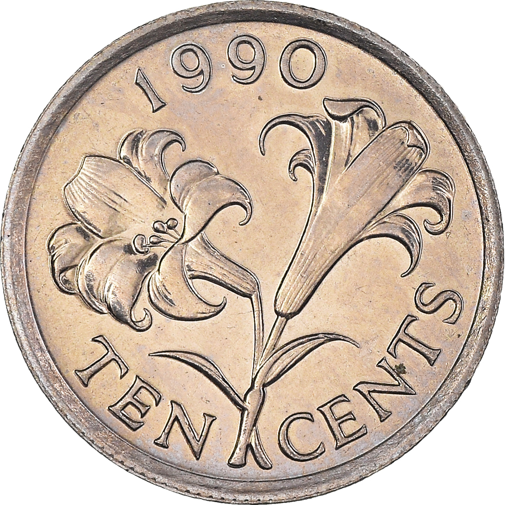 Coin, Bermuda, Elizabeth II, 10 Cents, 1990, , Copper-nickel, KM:46