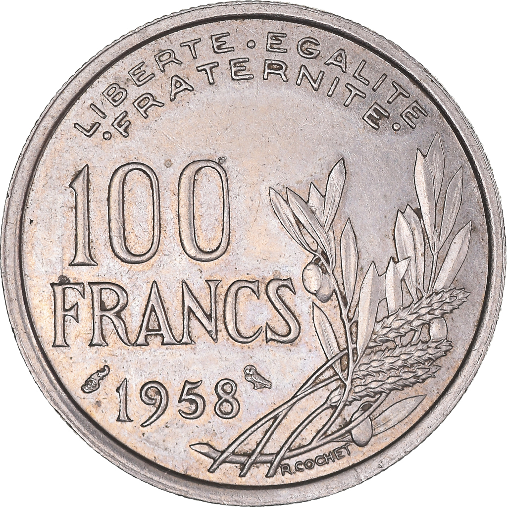 Coin, France, Cochet, 100 Francs, 1958, Paris, Chouette, | European Coins