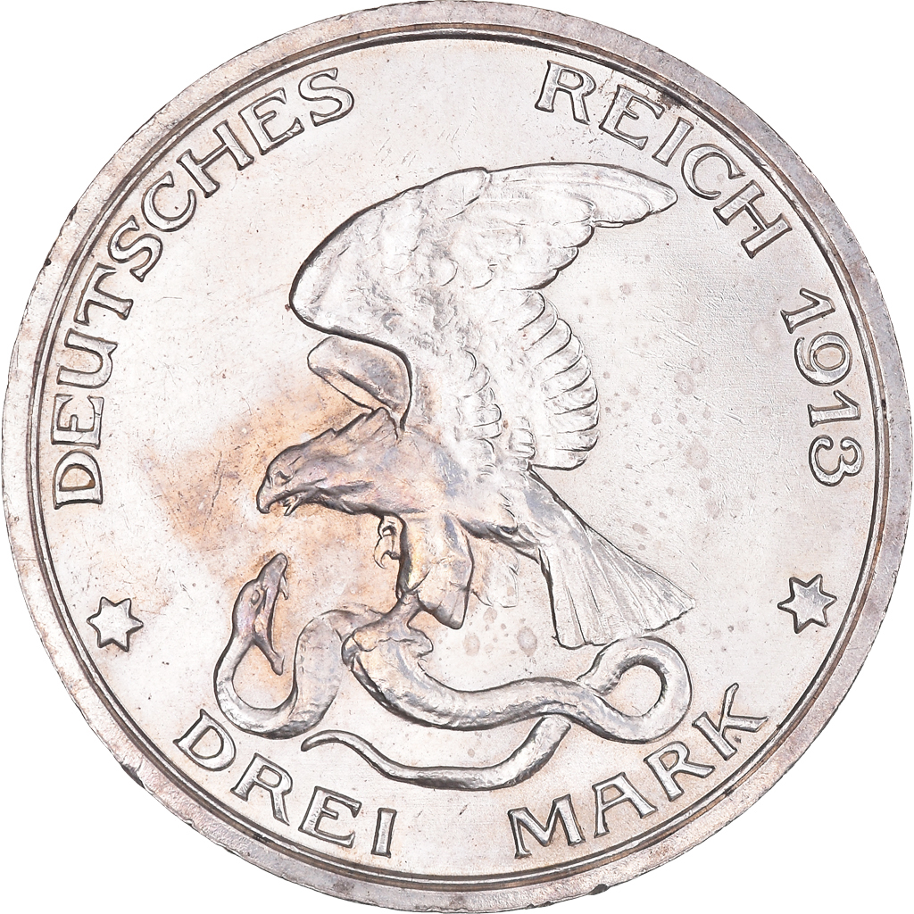 Coin, GERMANY - EMPIRE, Wilhelm II, 3 Mark, 1913, Berlin, , Silver