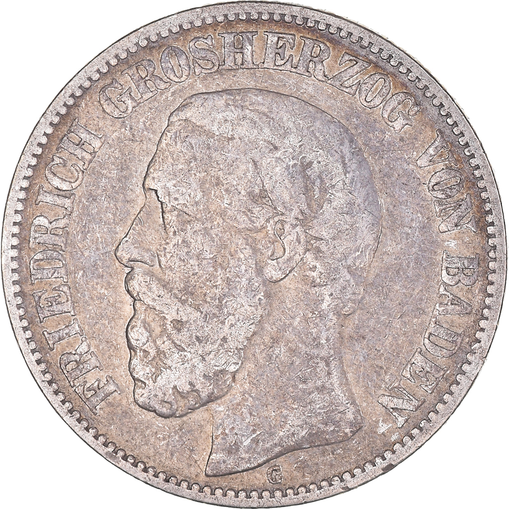 Coin, German States, BADEN, Friedrich I, 2 Mark, 1877, Stuttgart,