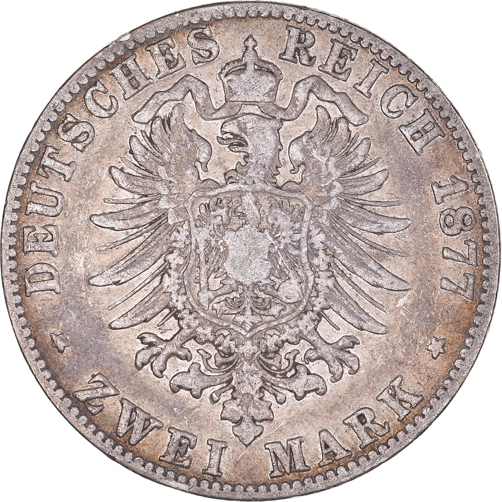 Coin, German States, BADEN, Friedrich I, 2 Mark, 1877, Stuttgart,