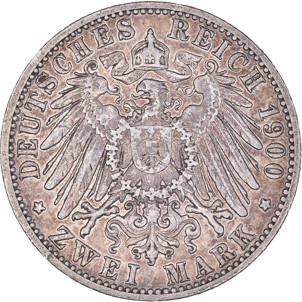 Coin, German States, WURTTEMBERG, Wilhelm II, 2 Mark, 1900, Freudenstadt