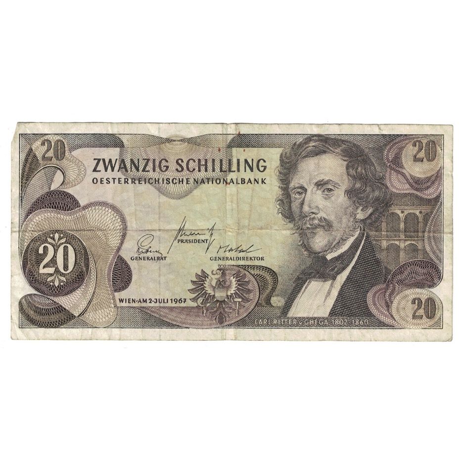 Banknote, Austria, 20 Schilling, 1967 (1968), KM:142a, VF(30-35)