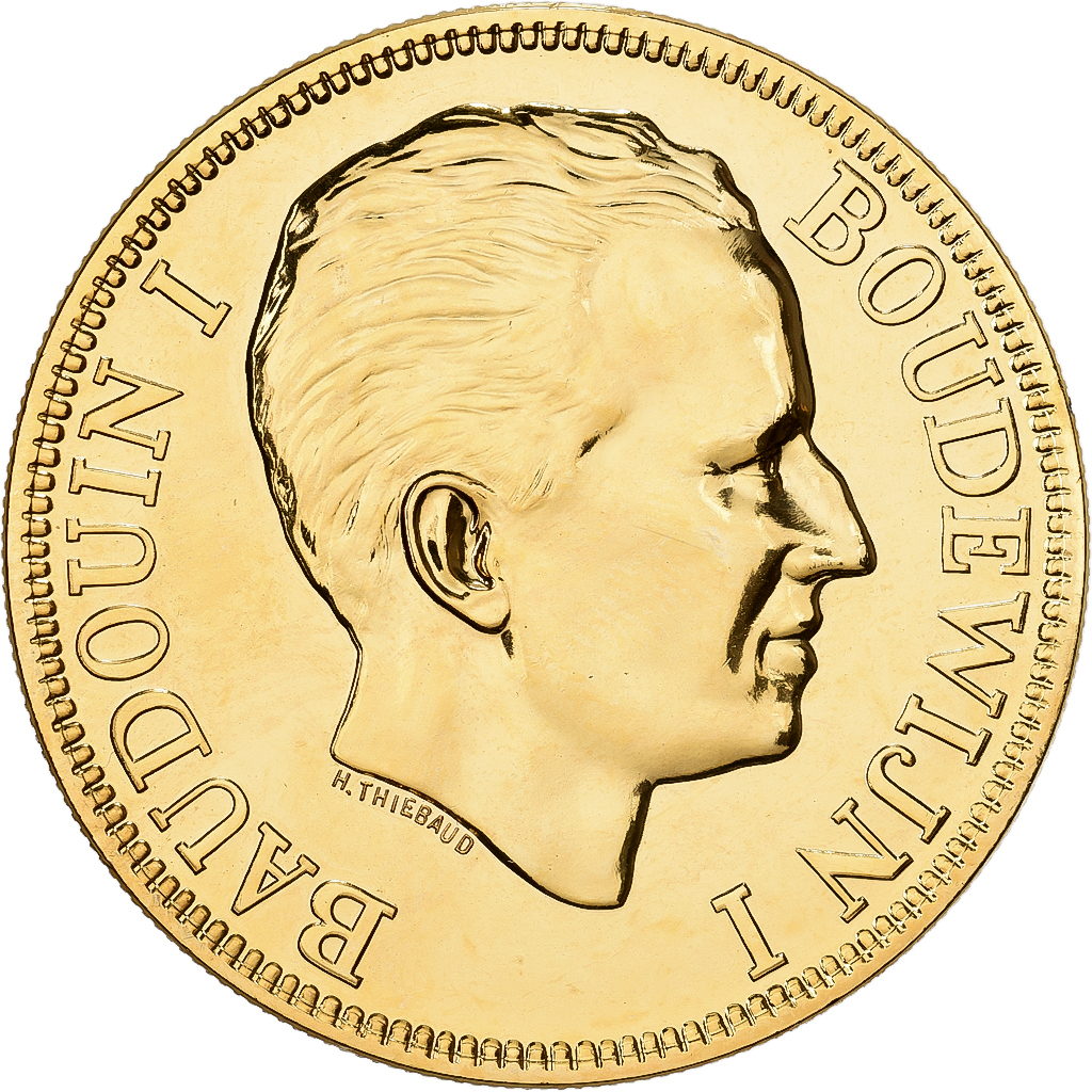 Belgium, Medal, Le roi Baudouin Ier, Copper-Nickel Gilt, Thiébaud,