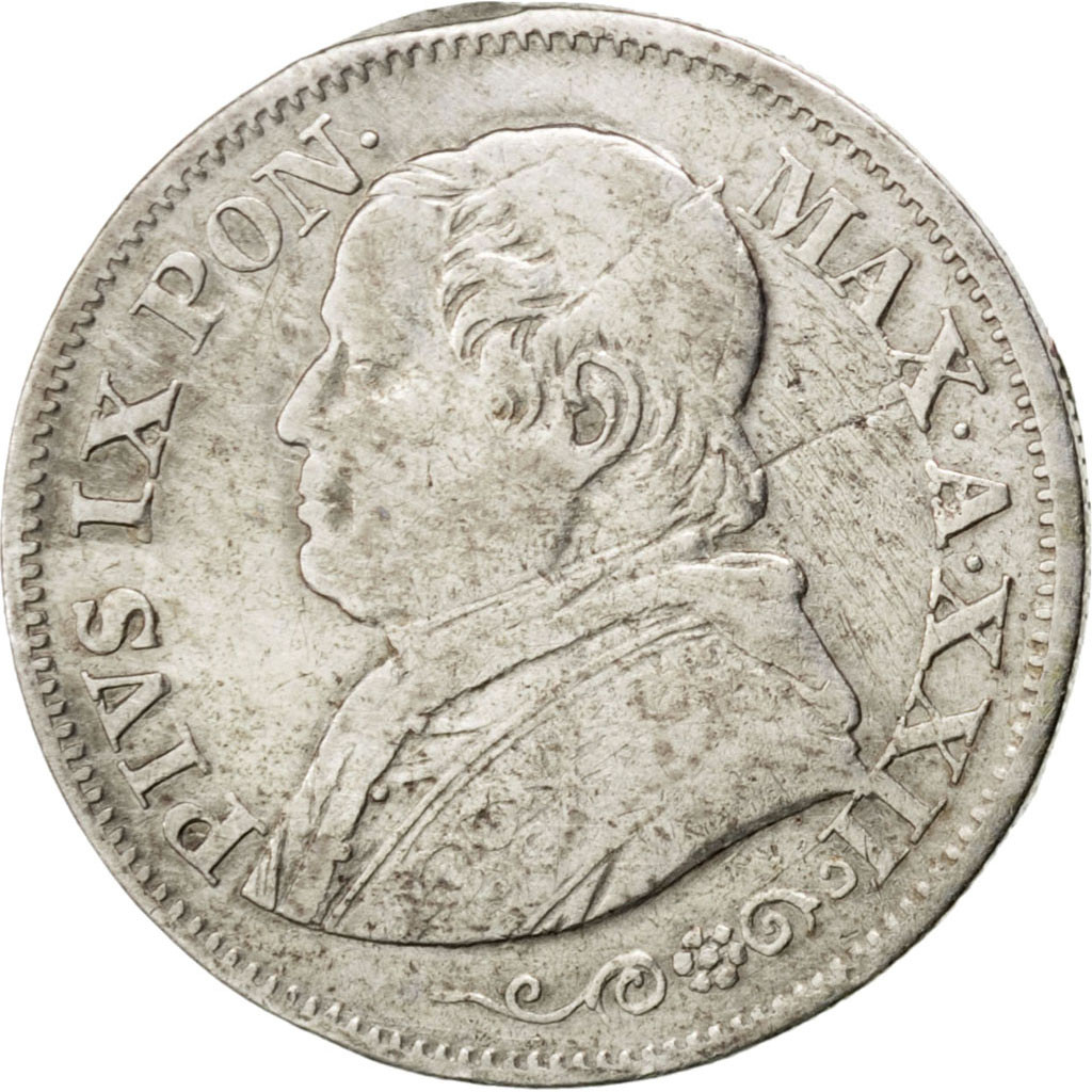 Coin, ITALIAN STATES, PAPAL STATES, Pius IX, 10 Soldi, 50 Centesimi ...