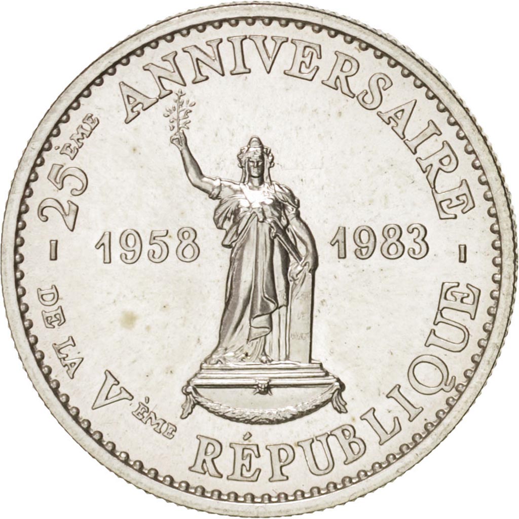 France, Medal, French Republic 25th anniversary, History, 1983, Thiébaud