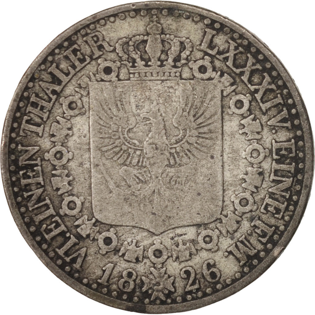 Coin, German States, PRUSSIA, Friedrich Wilhelm III, 1/6 Thaler, 1826 ...