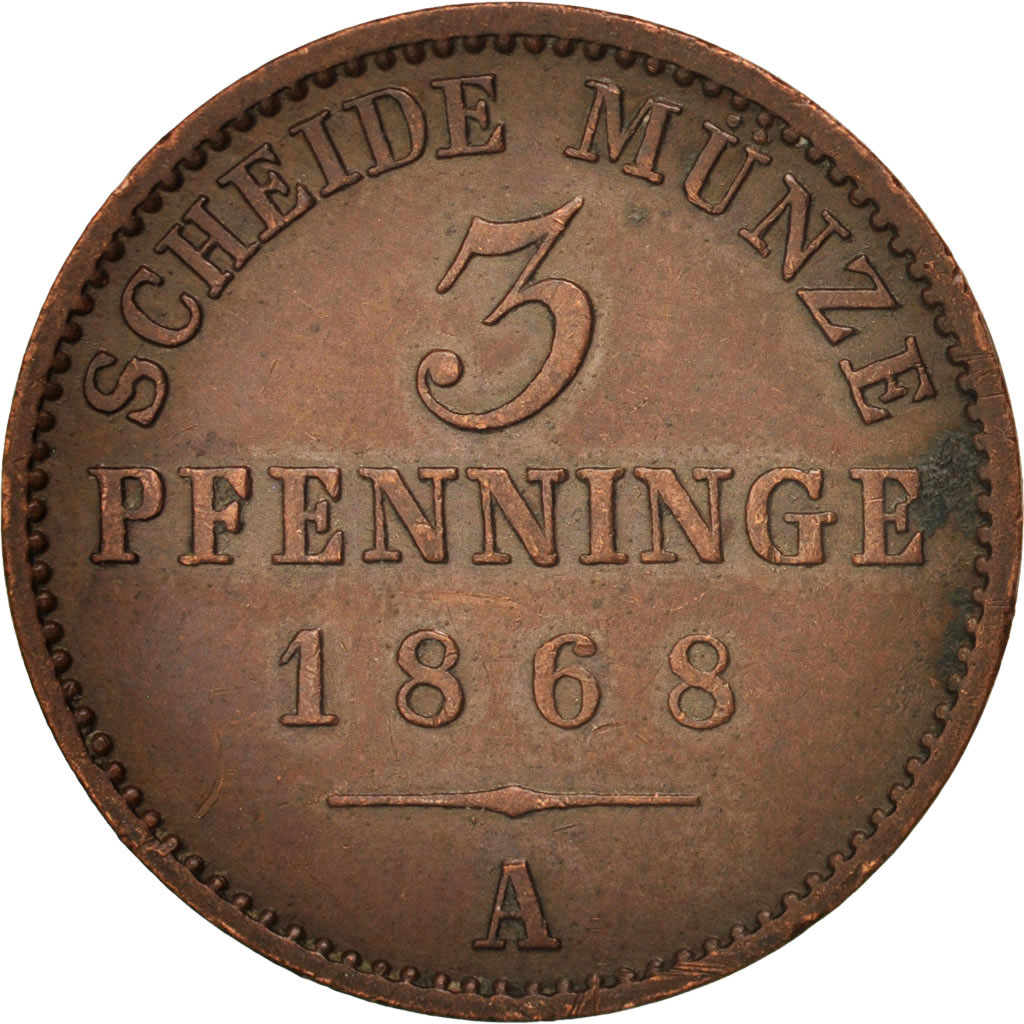 Coin, German States, PRUSSIA, Wilhelm I, 3 Pfennig, 1868, Berlin,