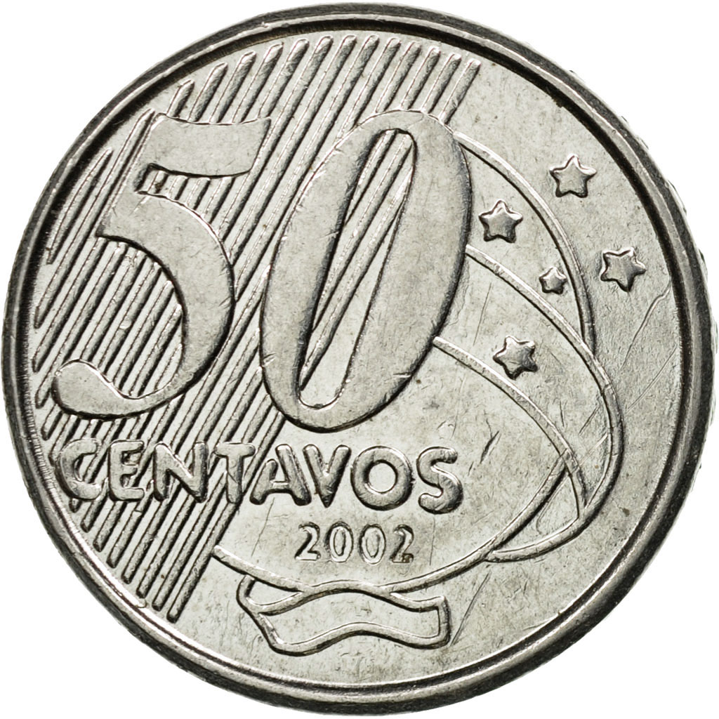 Coin, Brazil, 50 Centavos, 2002, Buenos Aires, , Stainless Steel