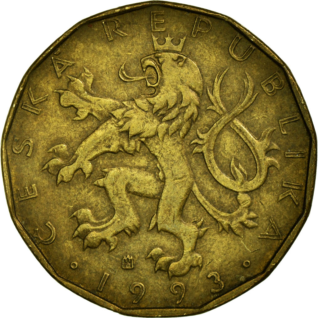 Coin, Czech Republic, 20 Korun, 1993, , Brass plated steel, KM:5