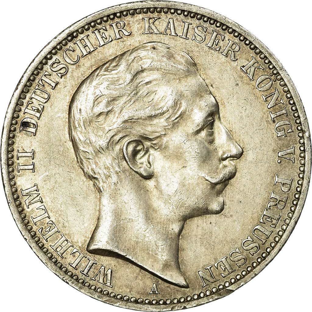 Coin, German States, PRUSSIA, Wilhelm II, 3 Mark, 1910, Berlin, ,KM 527