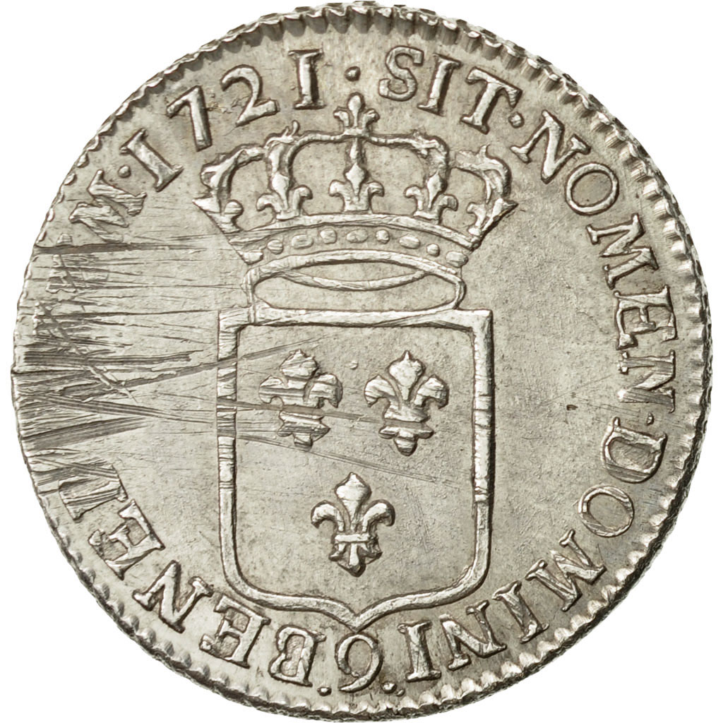Coin, France, Louis XV, 1/3 Écu de France, 1/3 Ecu, 1721, Rennes,