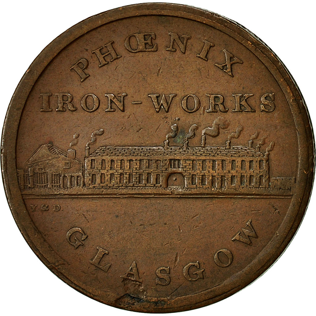 Coin, Great Britain, Phoenix, Iron-Works, Glasgow, Penny Token, 1813,
