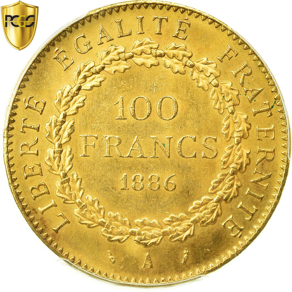 Coin, France, Génie, 100 Francs, 1886, Paris, PCGS, MS64, Gold, KM:832 ...