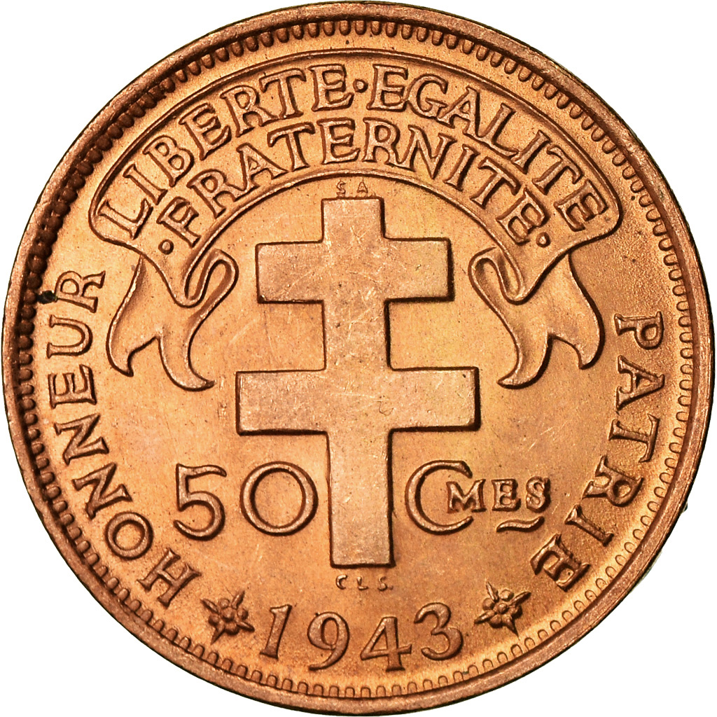 Coin, Cameroon, 50 Centimes, 1943, Pretoria, , Bronze, KM:6 | African Coins