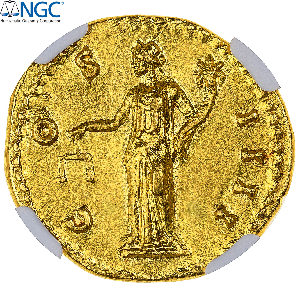 Antoninus Pius, Aureus, 148-149, Rome, Gold, NGC, , Cohen:236, RIC:177c