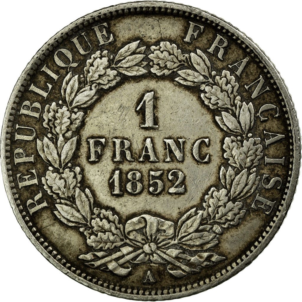 Coin, France, Napoleon III, Napoléon III, Franc, 1852, Paris,