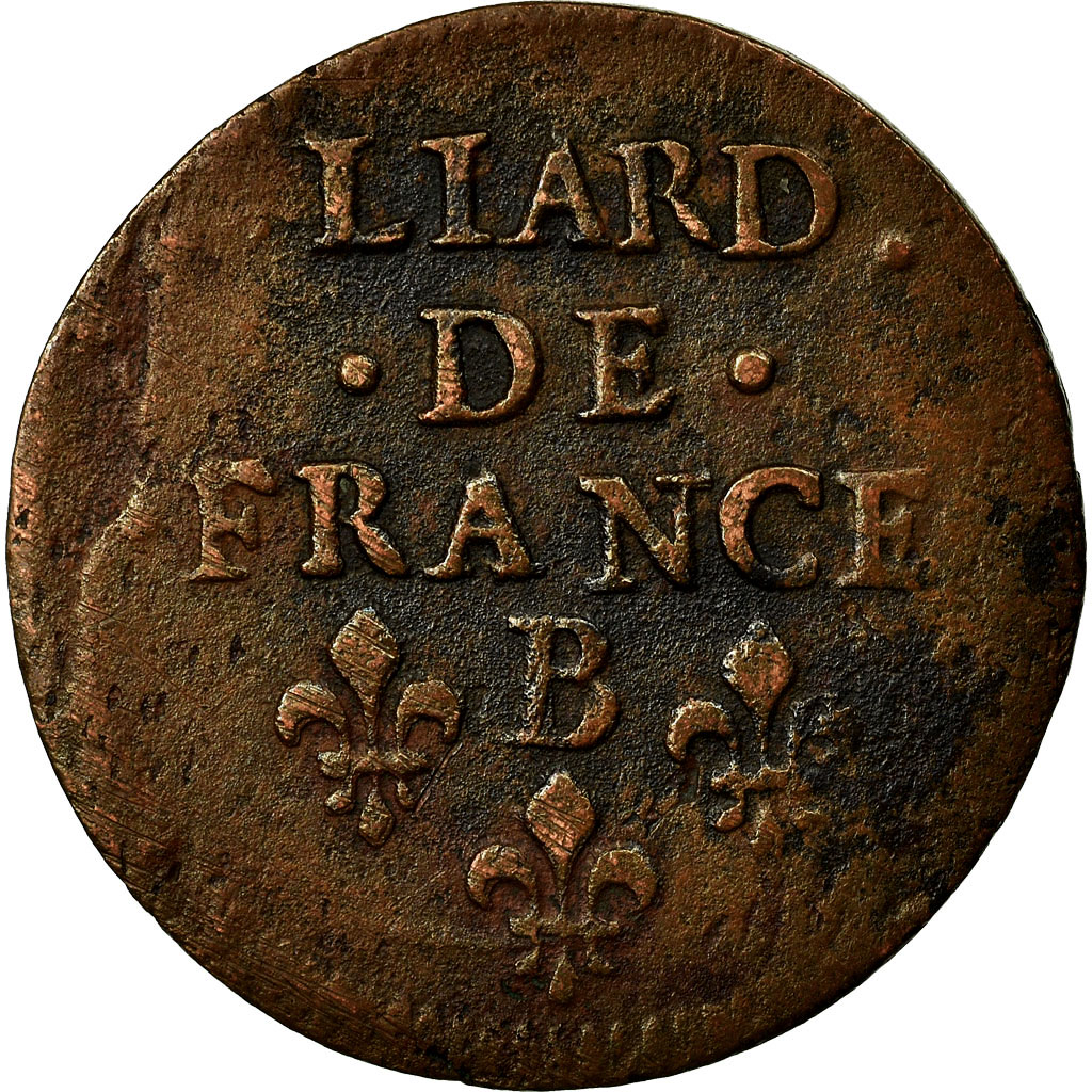 Coin, France, Louis XIV, Liard de France, 1657, Acquigny, , Copper