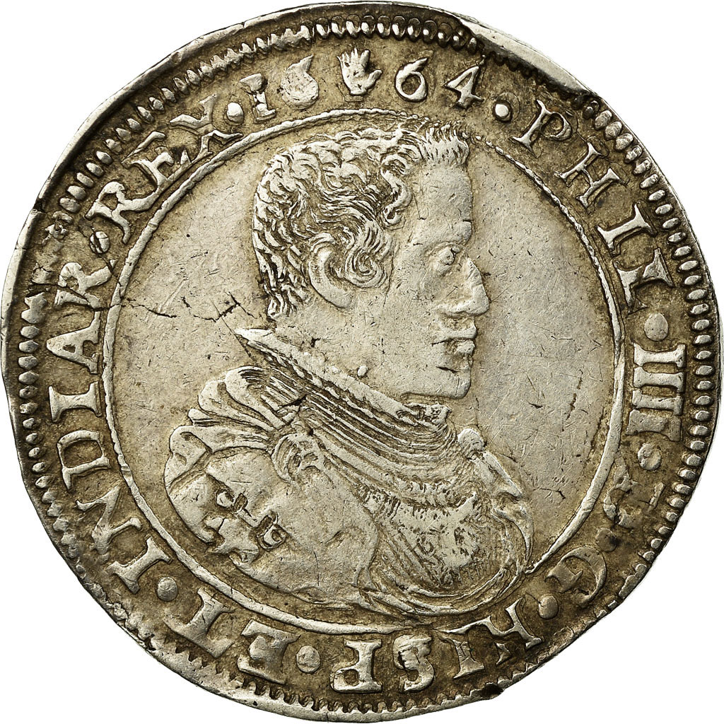 Coin, Spanish Netherlands, Philip IV, 1/2 Ducaton, 1664, Anvers, Rare