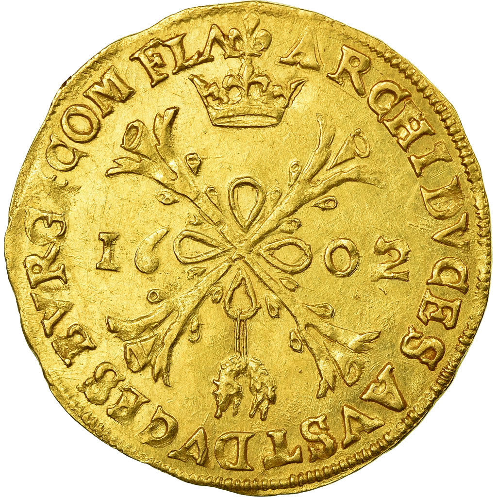 Coin, Spanish Netherlands, Flanders, 2 Albertins, 1602, Bruges, , Gold