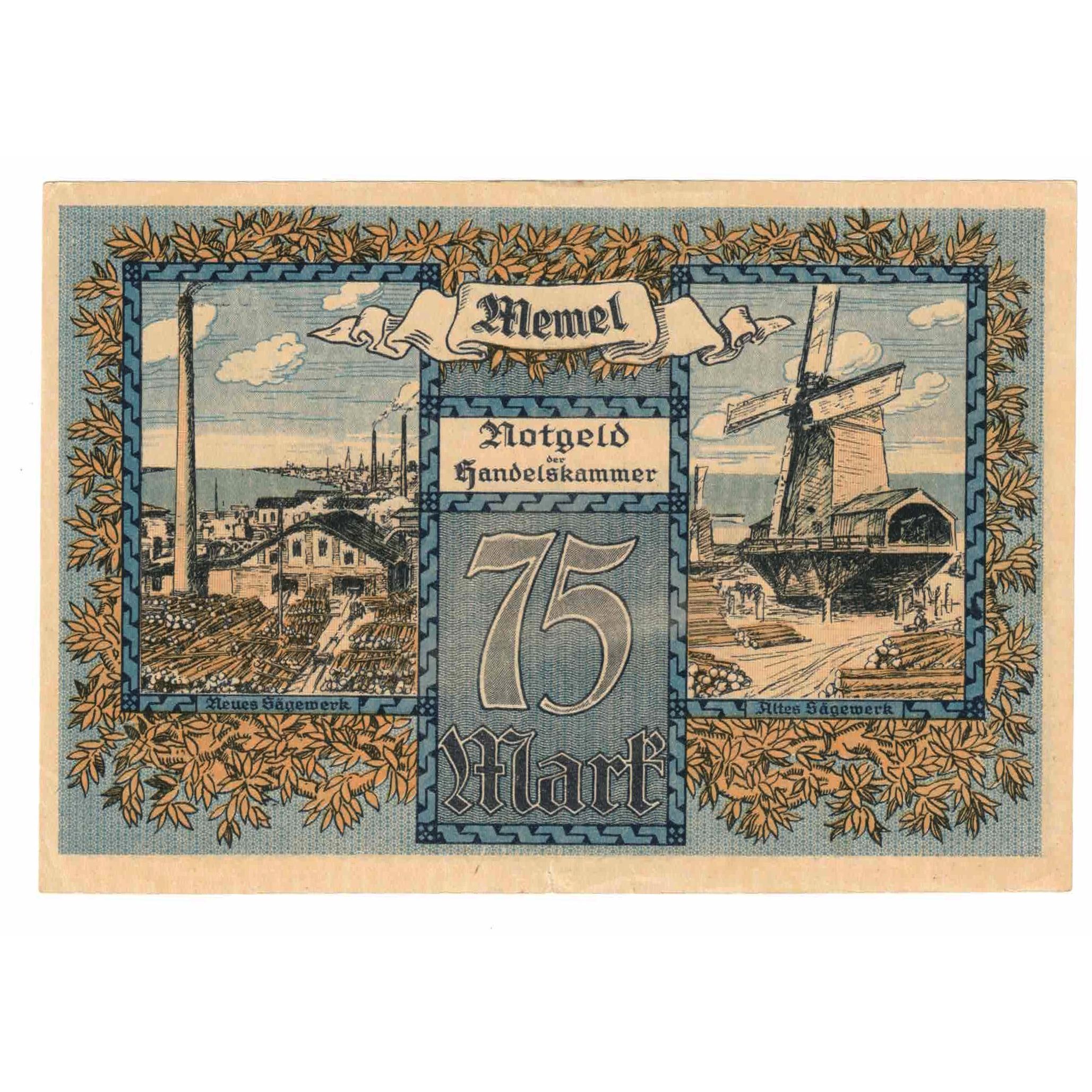 Banknote, Memel, 75 Mark, 1922, 1922-02-22, KM:8, UNC(63) | World Paper ...