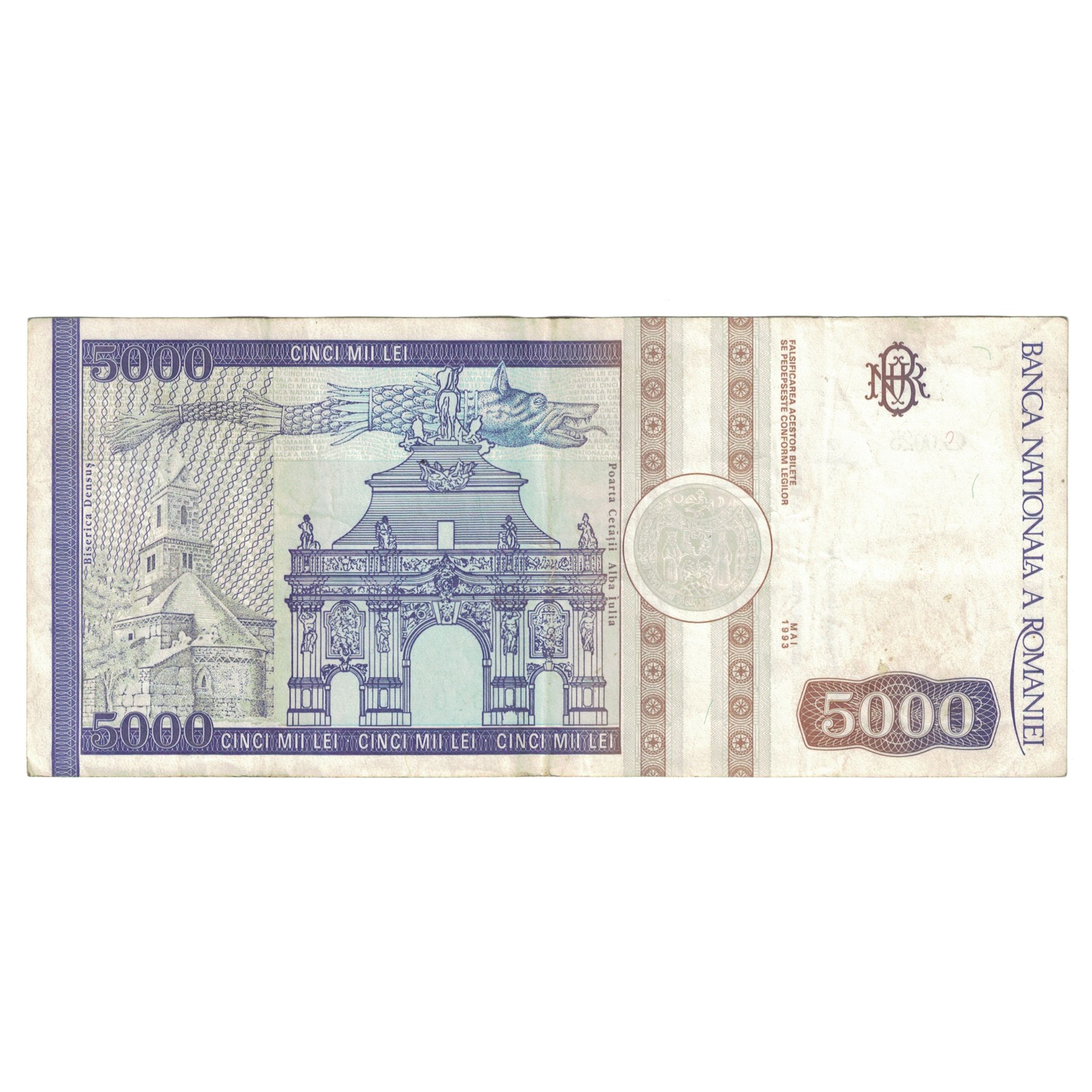 Banknote, Romania, 5000 Lei, 1993, Mai 1993, KM:104a, EF(40-45)