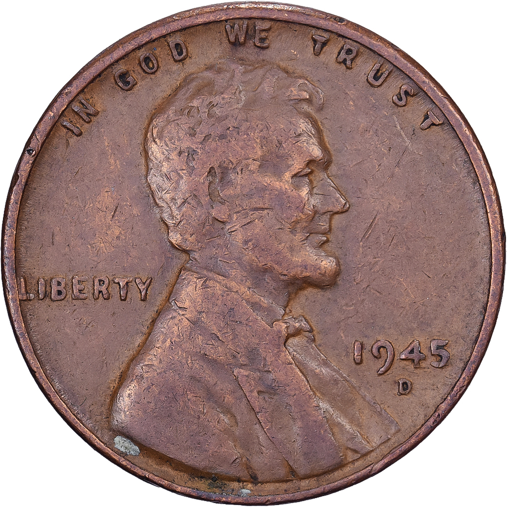United States, Cent, Lincoln, 1945, U.S. Mint, Brass, , KM:A132