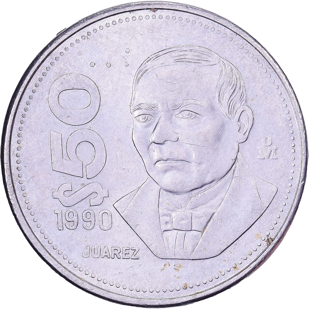 Mexico, 50 Pesos, 1990, Mexico City, Stainless Steel, , KM:495a