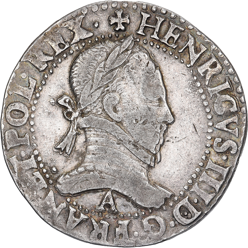 France, Henri III, Franc au Col Plat, 1582, Paris, Silver, | European Coins