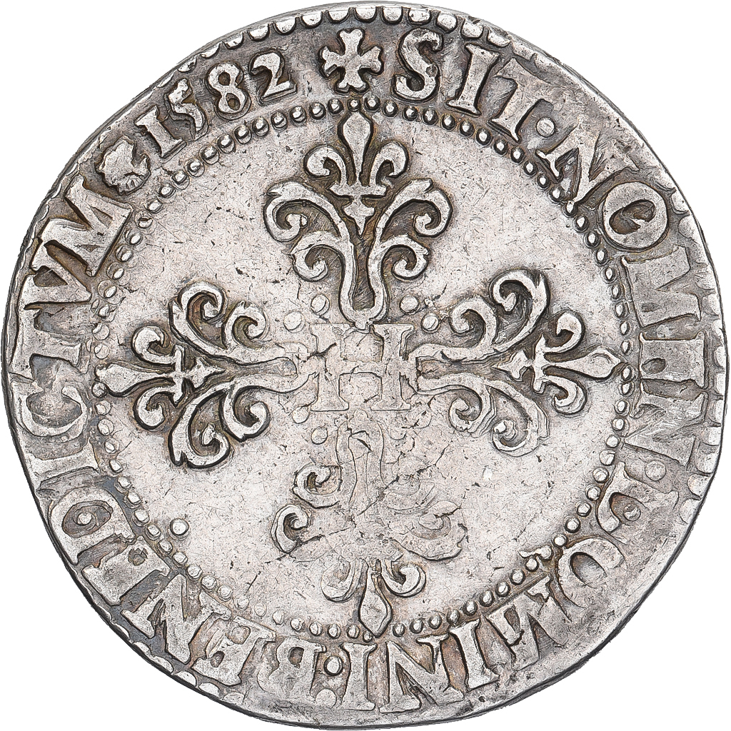 France, Henri III, Franc au Col Plat, 1582, Paris, Silver, | European Coins