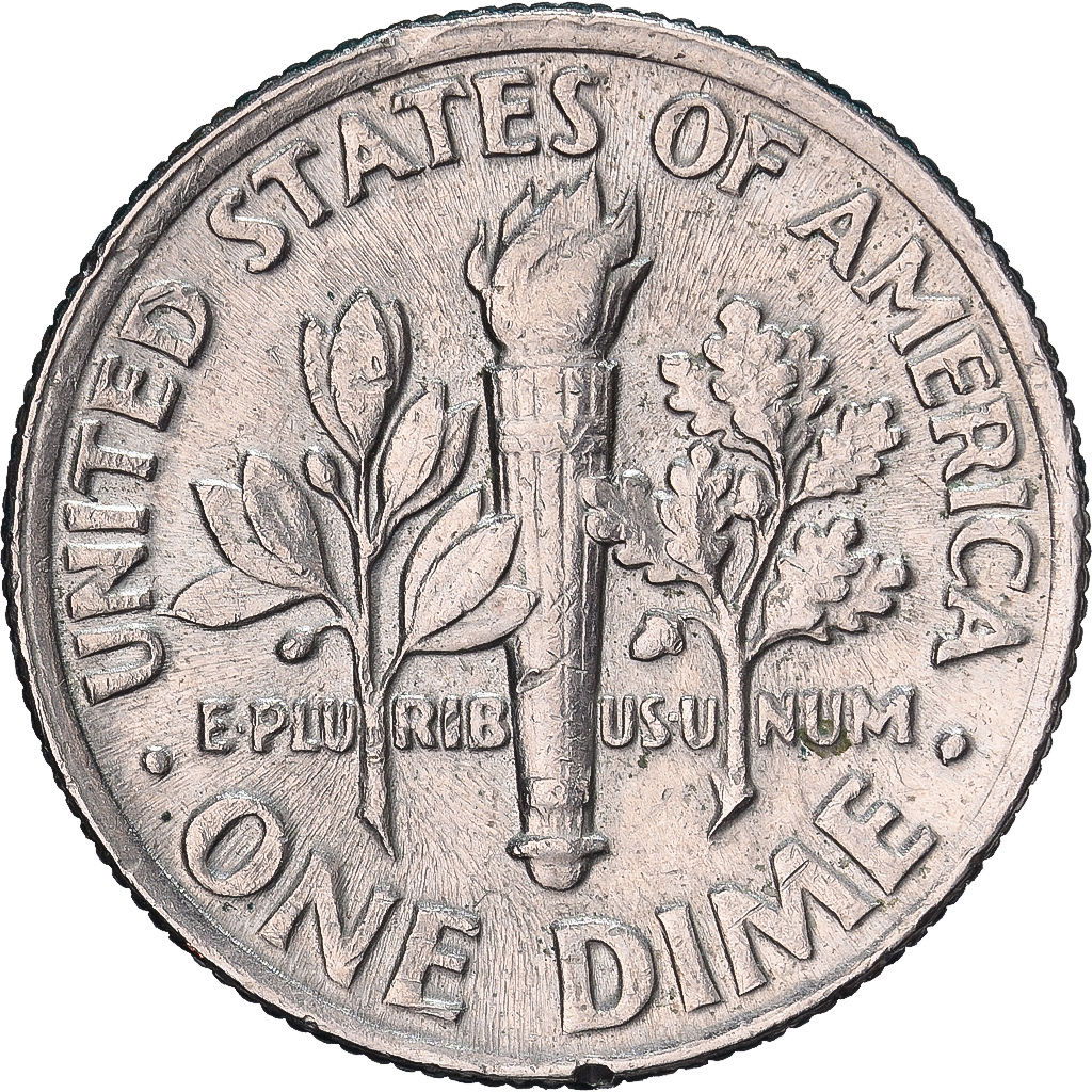 United States, Dime, Roosevelt, 1996, U.S. Mint, Copper-Nickel Clad Copper