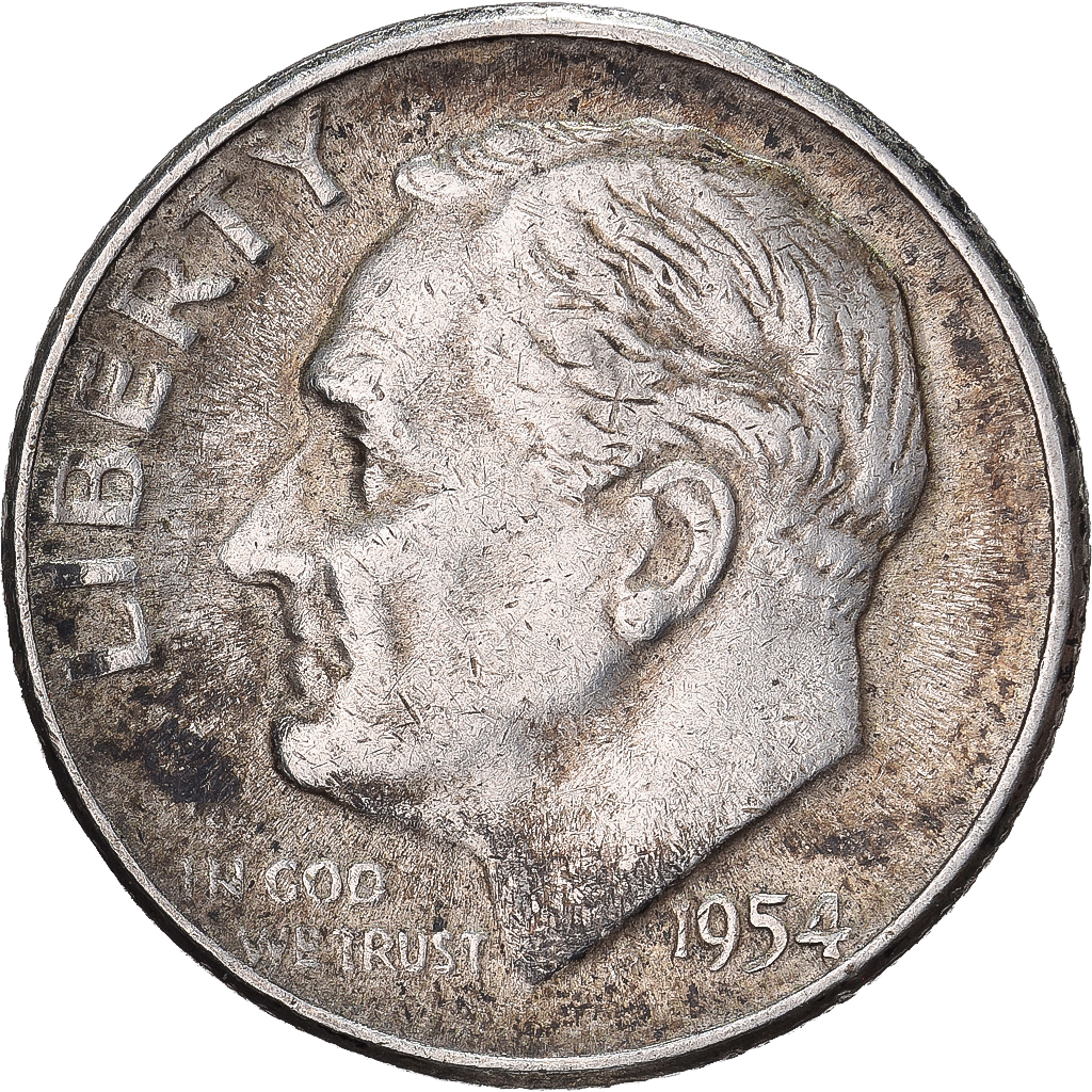 United States, Dime, Roosevelt, 1954, U.S. Mint, Silver, , KM:195