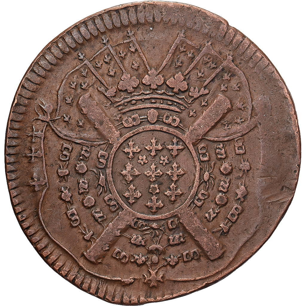 French States, Louis XIV, 20 Sols, Siège de Lille, 1708, Lille, Copper