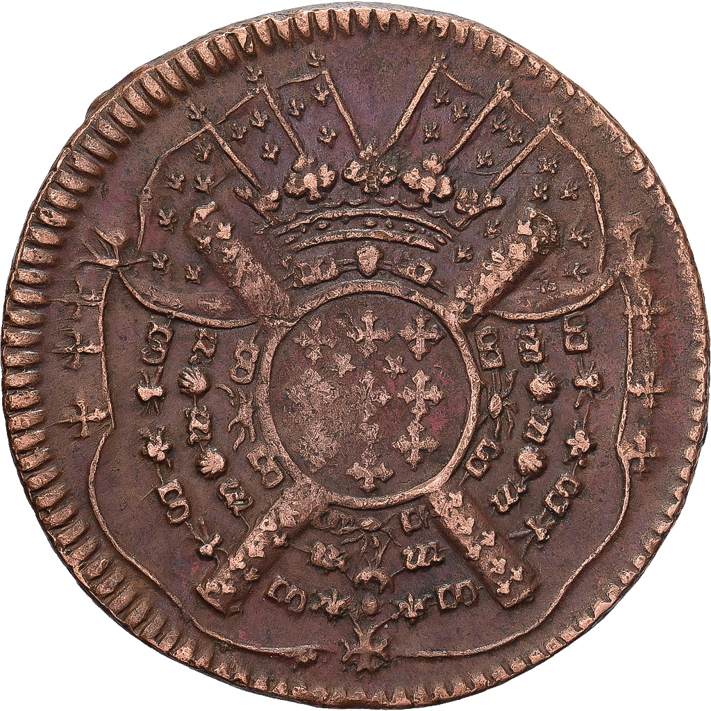 French States, Louis XIV, 20 Sols, Siège de Lille, 1708, Lille, Copper